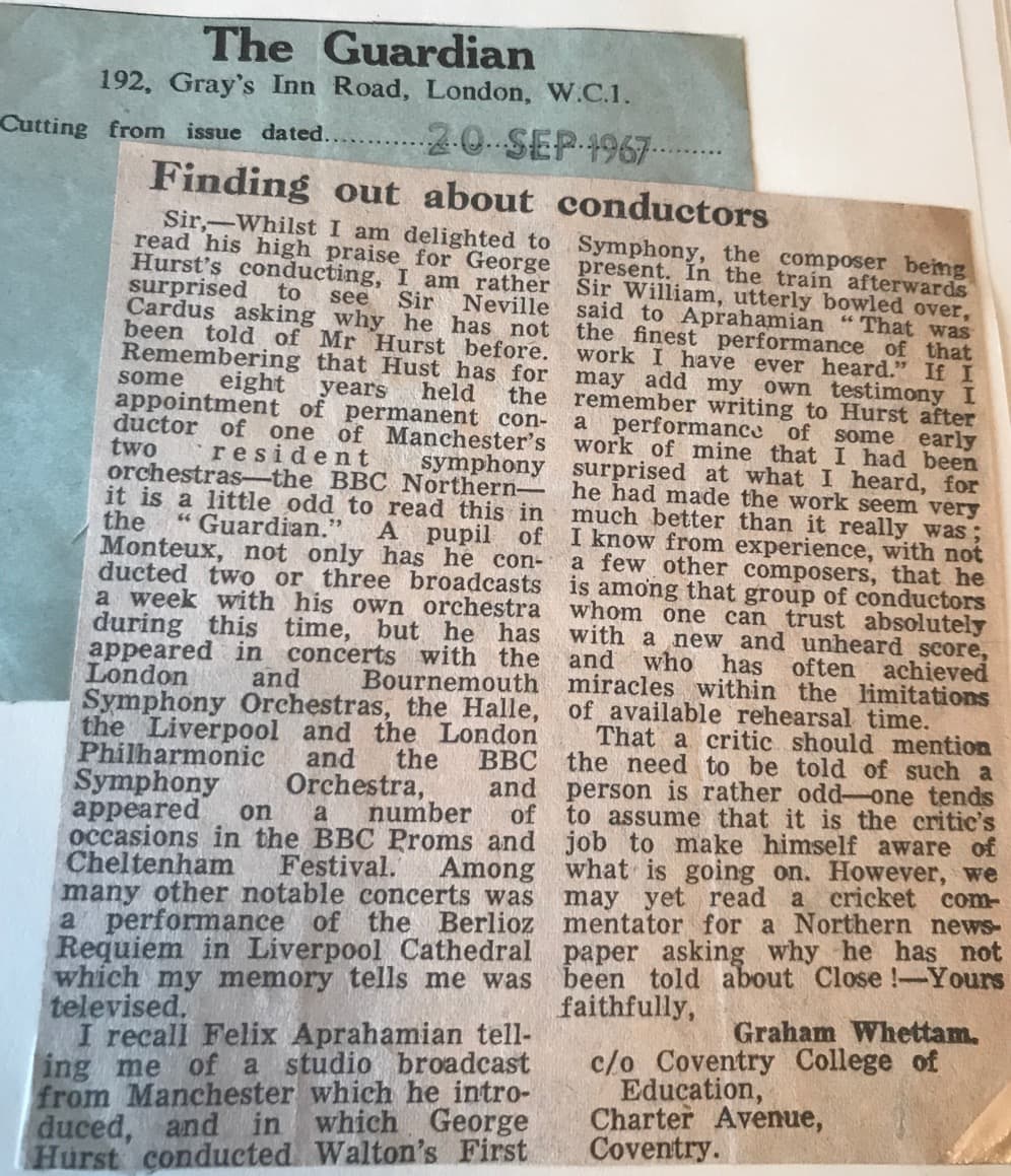 Concert Reviews - George Hurst Archive